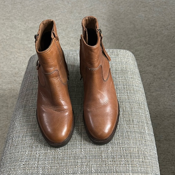 Clarks | Shoes | Cognac Wedge Booties | Poshmark